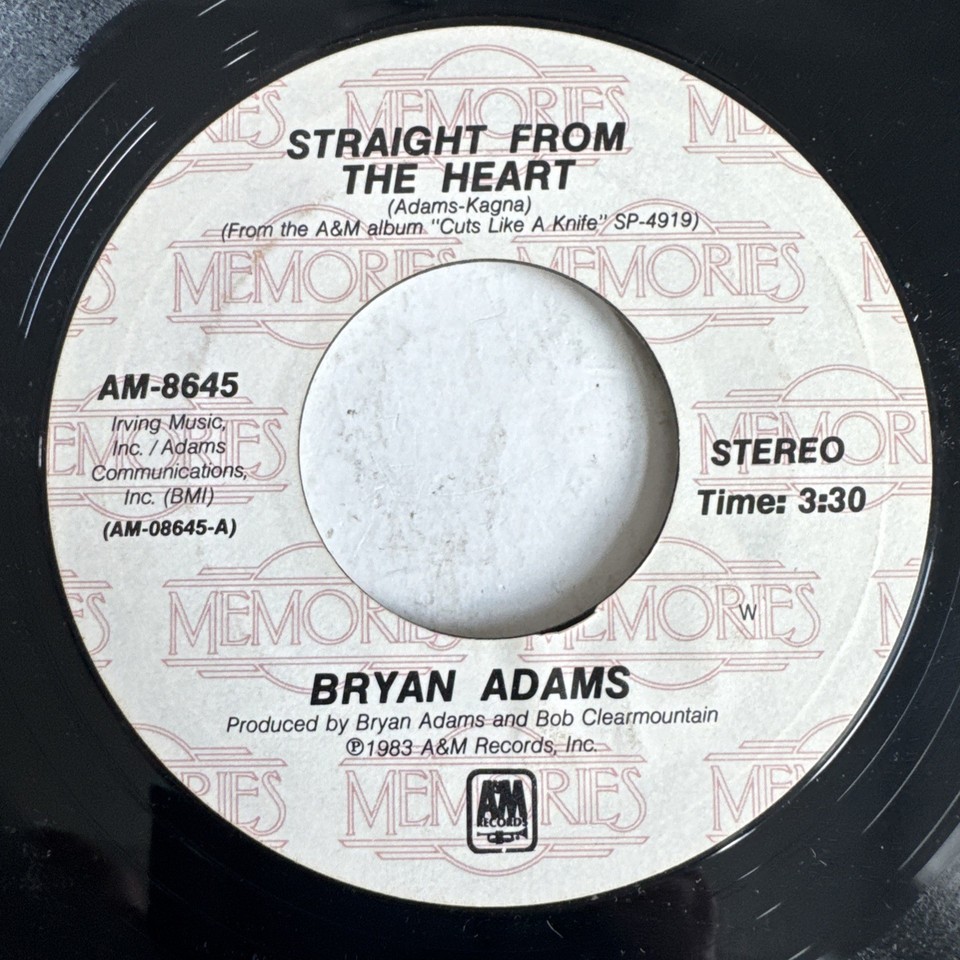 Bryan Adams – "Straight From The Heart" Vinyl, 7", 45 RPM, Single Pop ...