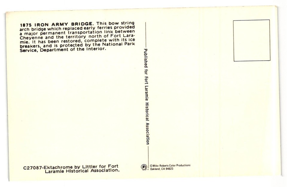 Vintage Unused Postcard 1875 Iron Army Bridge Fort Laramie Cheyenne ...