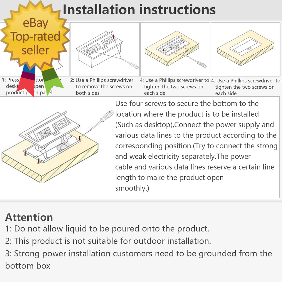 Table Pop up Power Strip Box Desktop Pop up Outlet Recessed Multimedia ...
