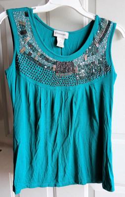 NEW - GLITTERSCAPE - EMBELLISHED TANK TOP - JADE GREEN - S, M, L | eBay