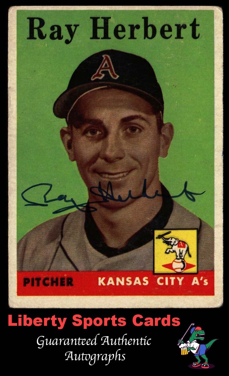 1958 Topps Ray Herbert #379 Authentic Autographed Card Kansas City A's ...