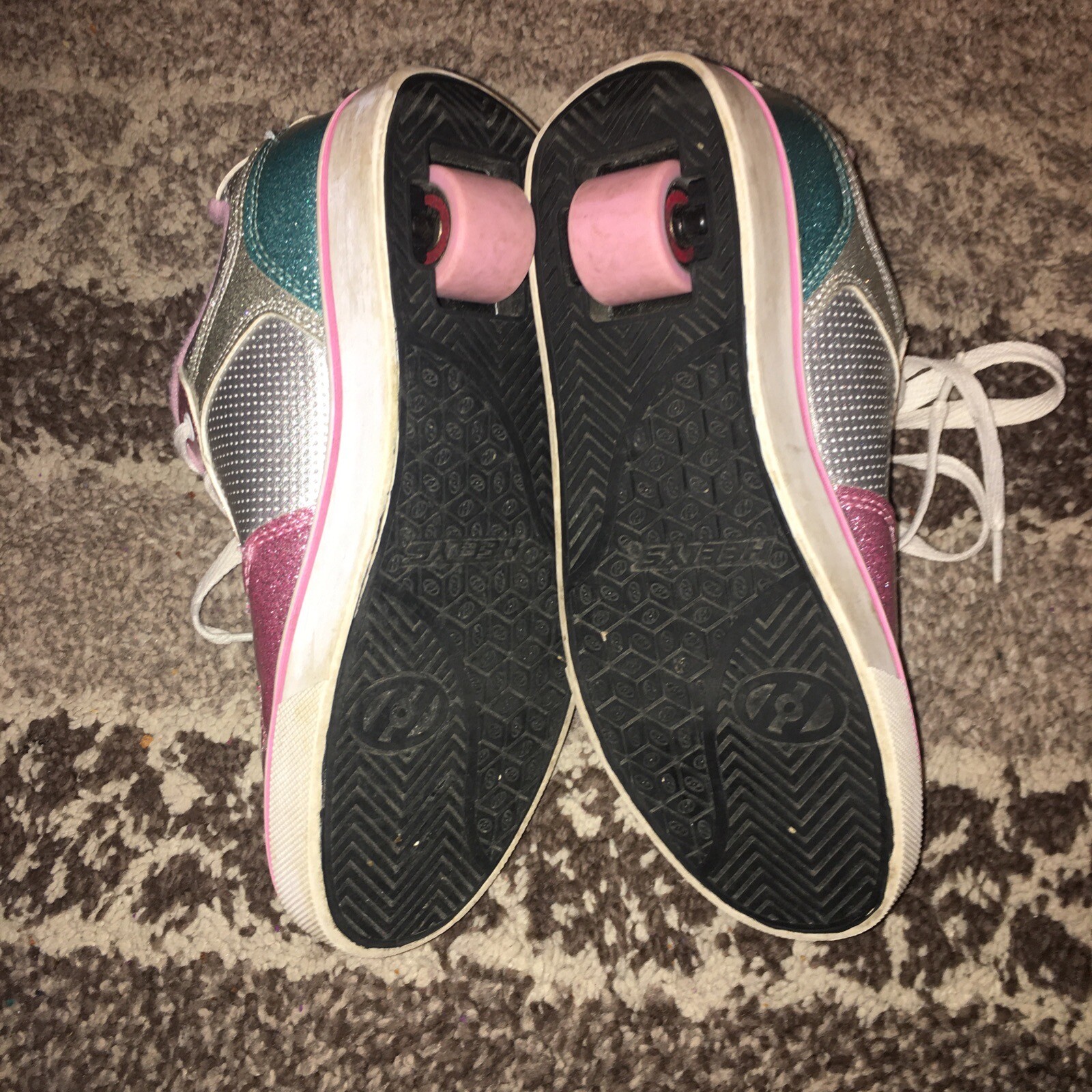 Heelys Pink Silver Teal UK Size 4 EU 36.5 US Yth 5 Excellent Condition ...