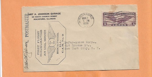 US # C16 FIRST FLIGHT CAM 9 ROCKFORD ILL MAR 8,1930 | eBay