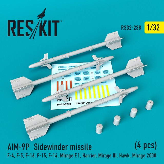 ResKit RS32-0238 Scale 1 32 AIM-9P Sidewinder missiles 4 pcs for ...
