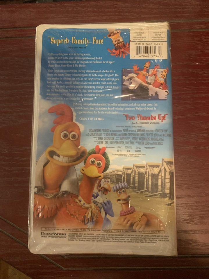 Chicken Run Movie VHS 2000 DreamWorks Animation Kids Family Movie ...