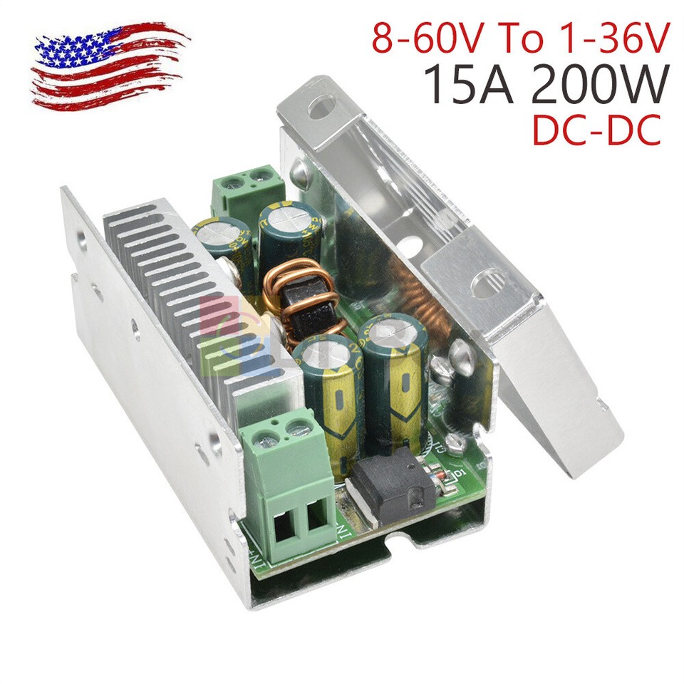 DC-DC 200W 15A 12V Voltage Power Buck Converter Step Down Module 8V-60V ...