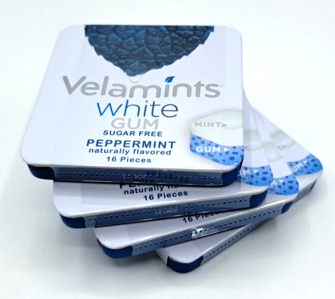 Velamints White Gum Peppermint Sugar Free Tin (Pack of 4) 859139004782 ...