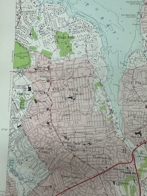1954 GEOLOGICAL SURVEY MAP SEA CLIFF, GREAT NECK, GLEN COVE ROSLYN LONG ...