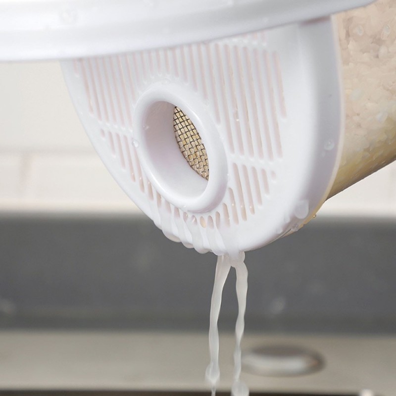 Plastic Rice Washer Strainer Bowl with Handle and Lid for Family ...