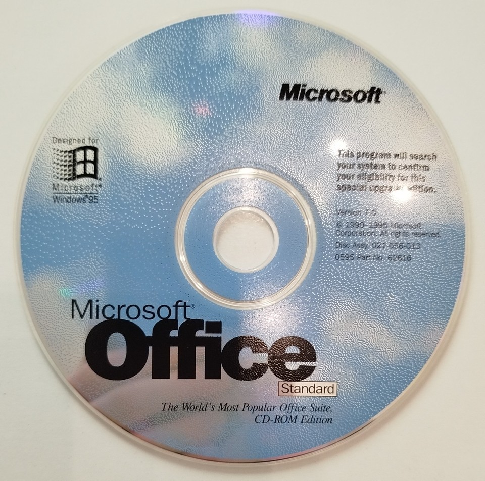 Microsoft Office Version 7, Standard, Windows 95, New, CD-ROM, with CD ...