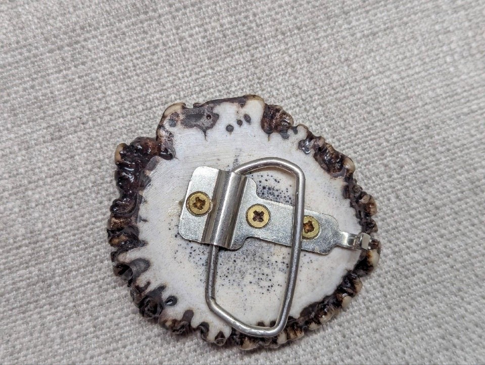 vintage ANTLER belt buckle WESTERN custom made FLY FISHING moose deer ...