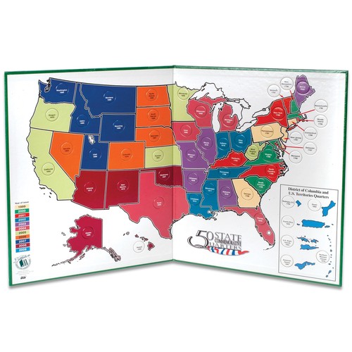 Statehood Quarter Display Map with Territories Littleton Coin Company ...