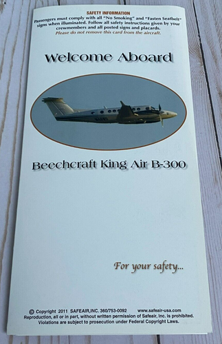 Beechcraft King Air B-300 Safety Card - 2011 | eBay