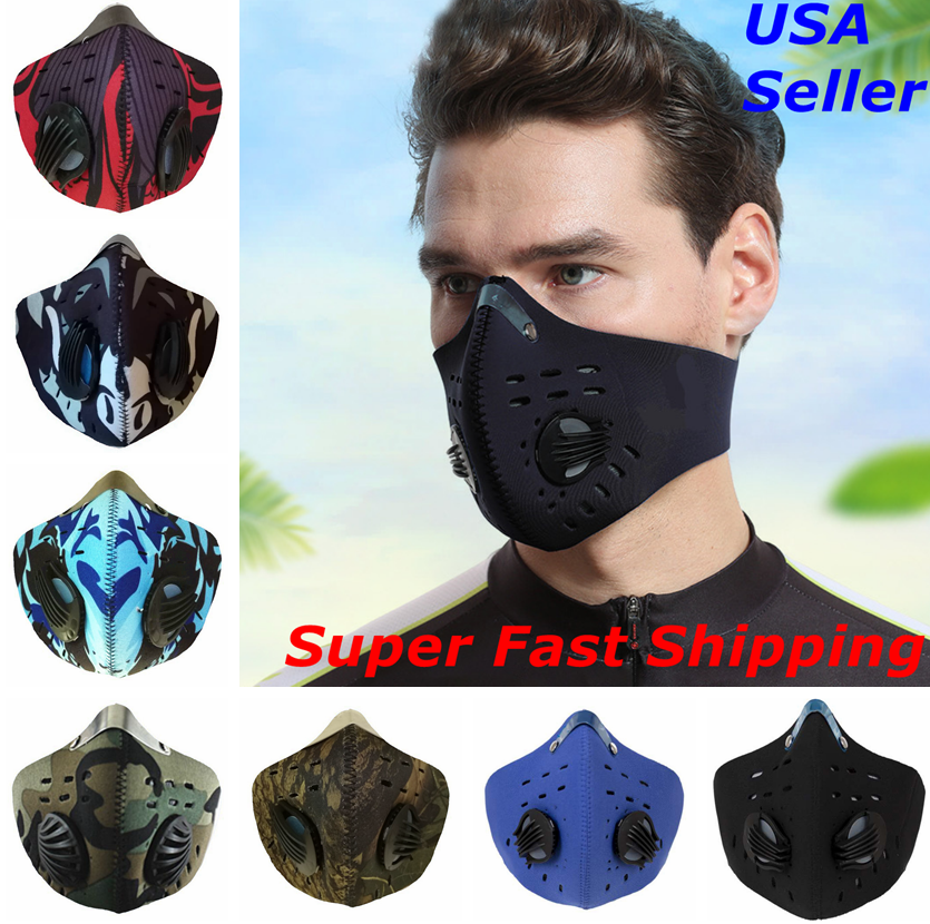 Face Masks Covering with Valves Reusable Washable Cover Activated ...