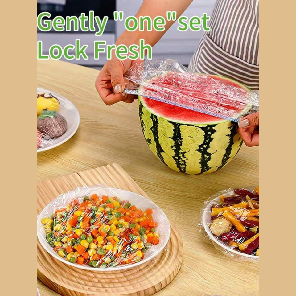 100Pcs Transparent Plastic Wrap for Fruits, Bowls, Cups - Ideal for ...