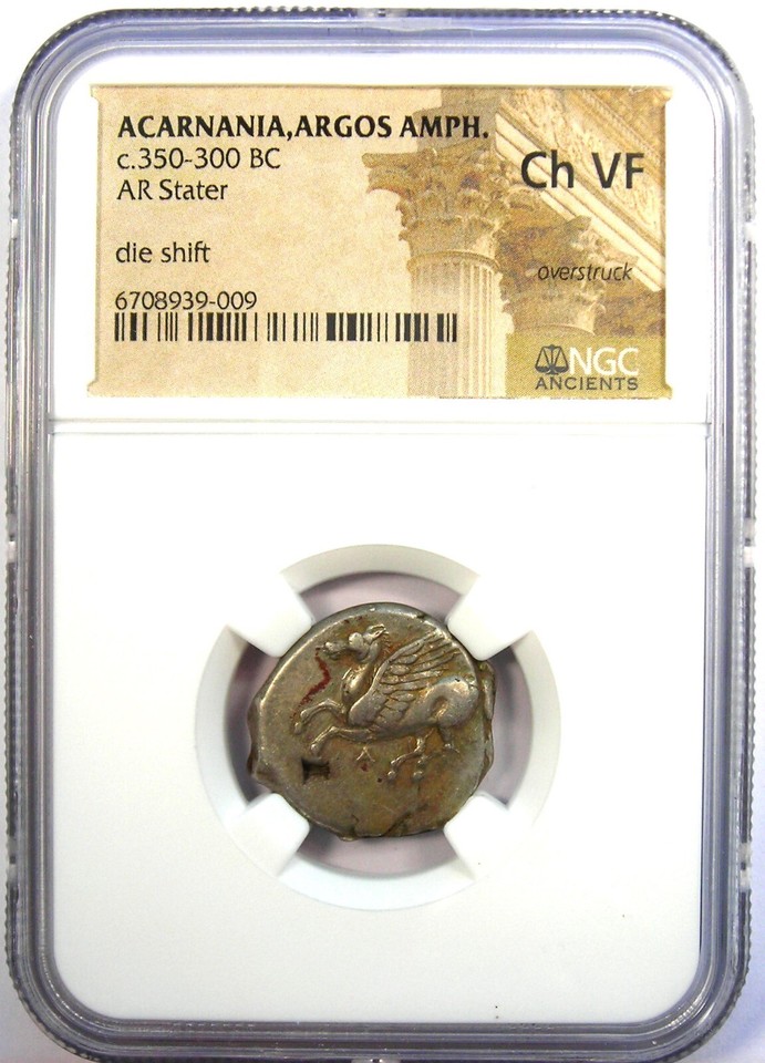 Acarnania Argos Silver AR Stater Pegasus and Athena Coin 300 BC - NGC ...