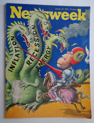 NEWSWEEK magazine 1975 INFLATION RECESSION ENERGY-Kissinger-ROCKEFELLER ...