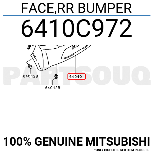 Genuine Mitsubishi Face RR Bumper 6410C972 OEM for sale online | eBay