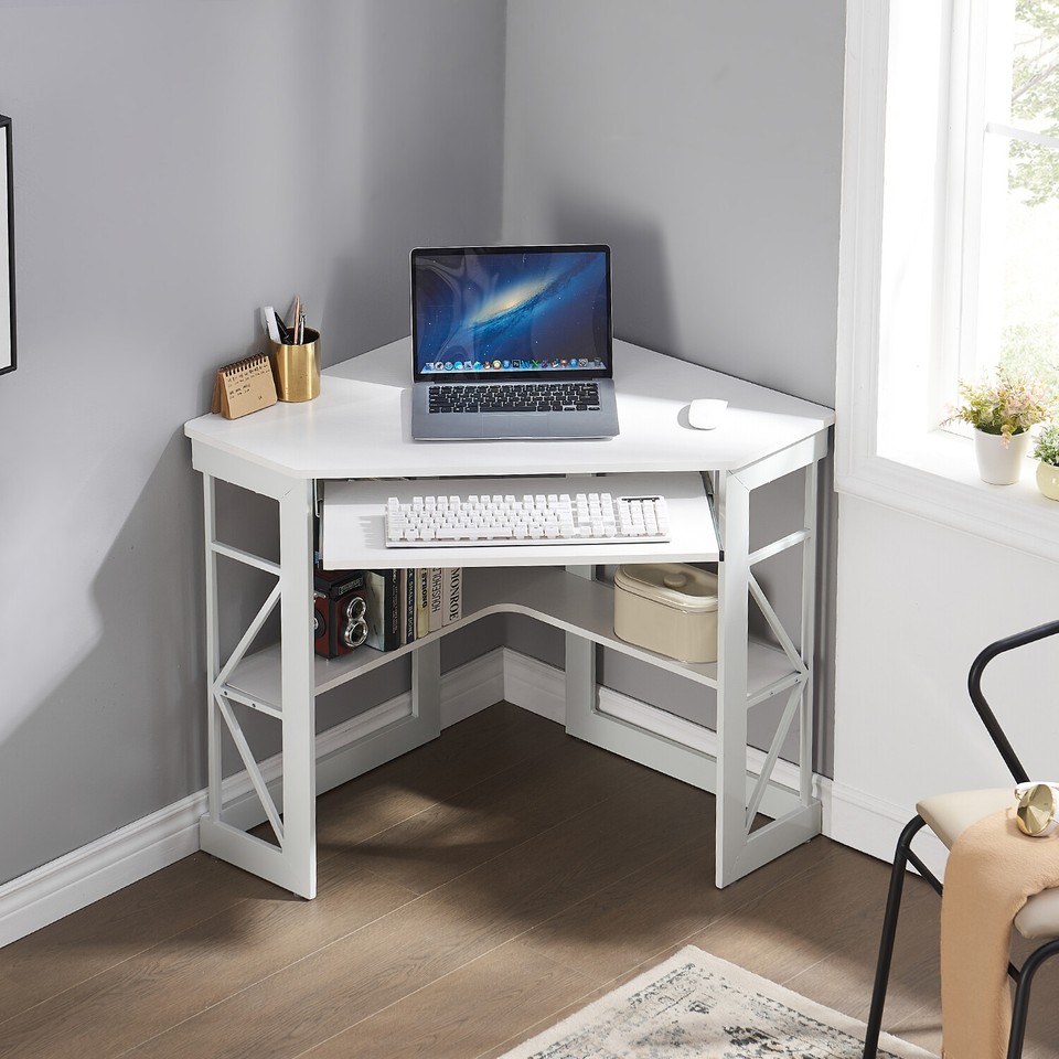Triangle Corner Computer Desk Small Spaces Home Office Desk Laptop Work ...