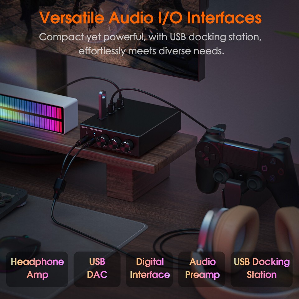 Mini Stereo Gaming DAC with MIC/USB/OPT IN Headphone Amplifier Audio ...