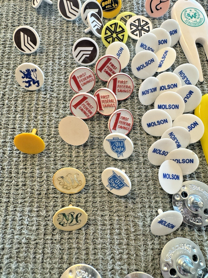 Vintage Golf Collectibles Lot 100 Balls Tees Markers Divot Tools ...