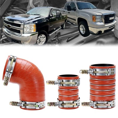 HPS Orange 4-Ply Intercooler Hose Kit For 06-10 Silverado Sierra 6.6 ...