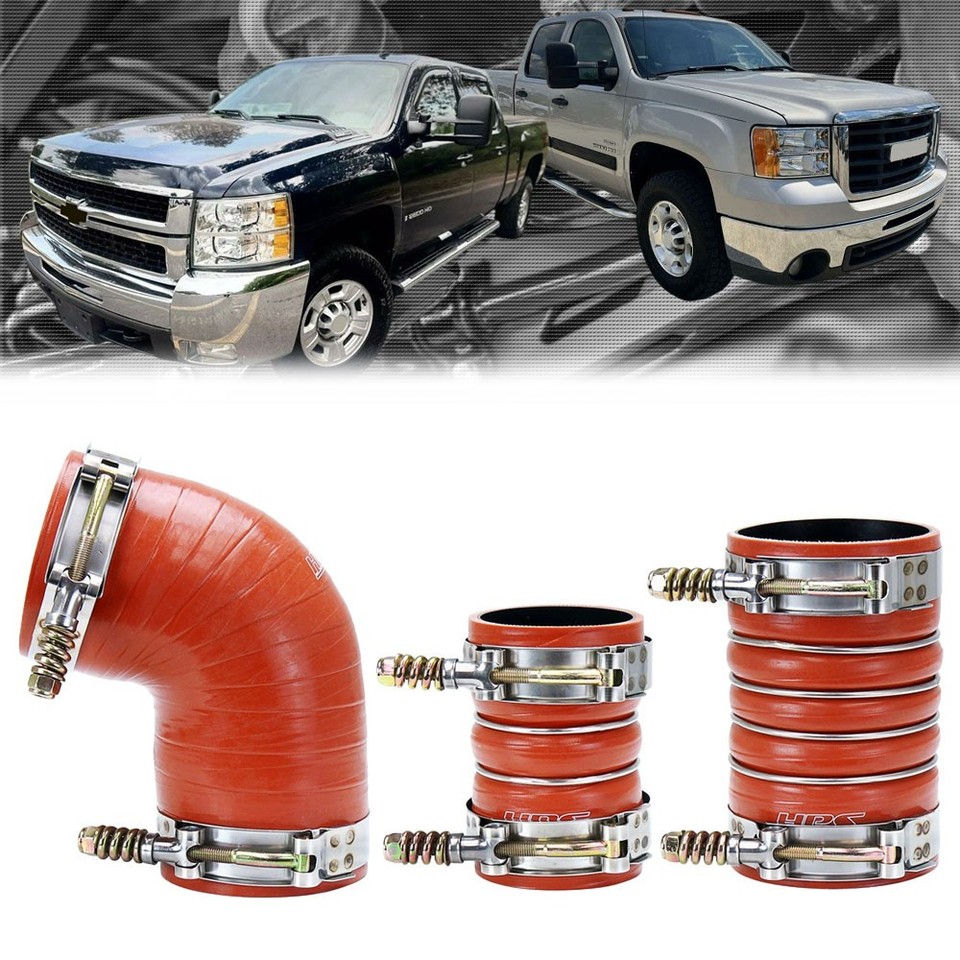 HPS Orange 4-Ply Intercooler Hose Kit For 06-10 Silverado Sierra 6.6 ...