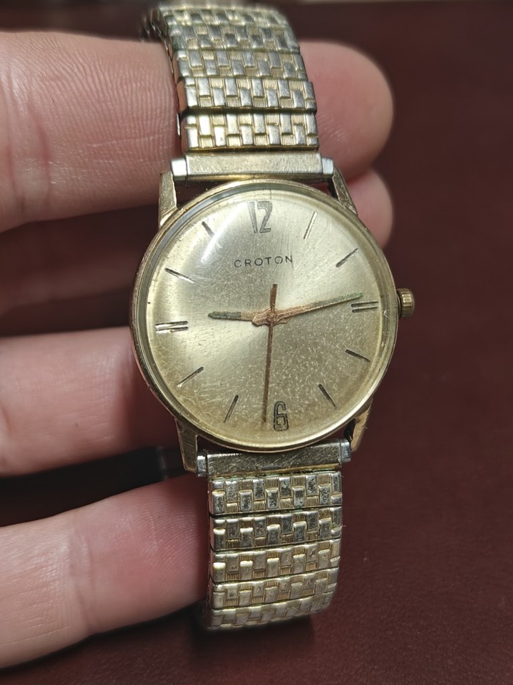 Vintage CROTON Self Wind Watch. Swiss Made. Waterproof. Runs. 10kt Rgp ...