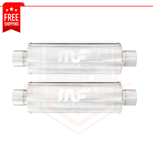 MagnaFlow 14415 4" Round Center/Center Straight Through Mufflers - Set ...