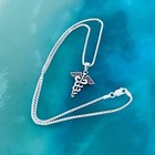Sterling Silver Caduceus Necklace, Medical Chains, EMT Necklaces, Snake ...