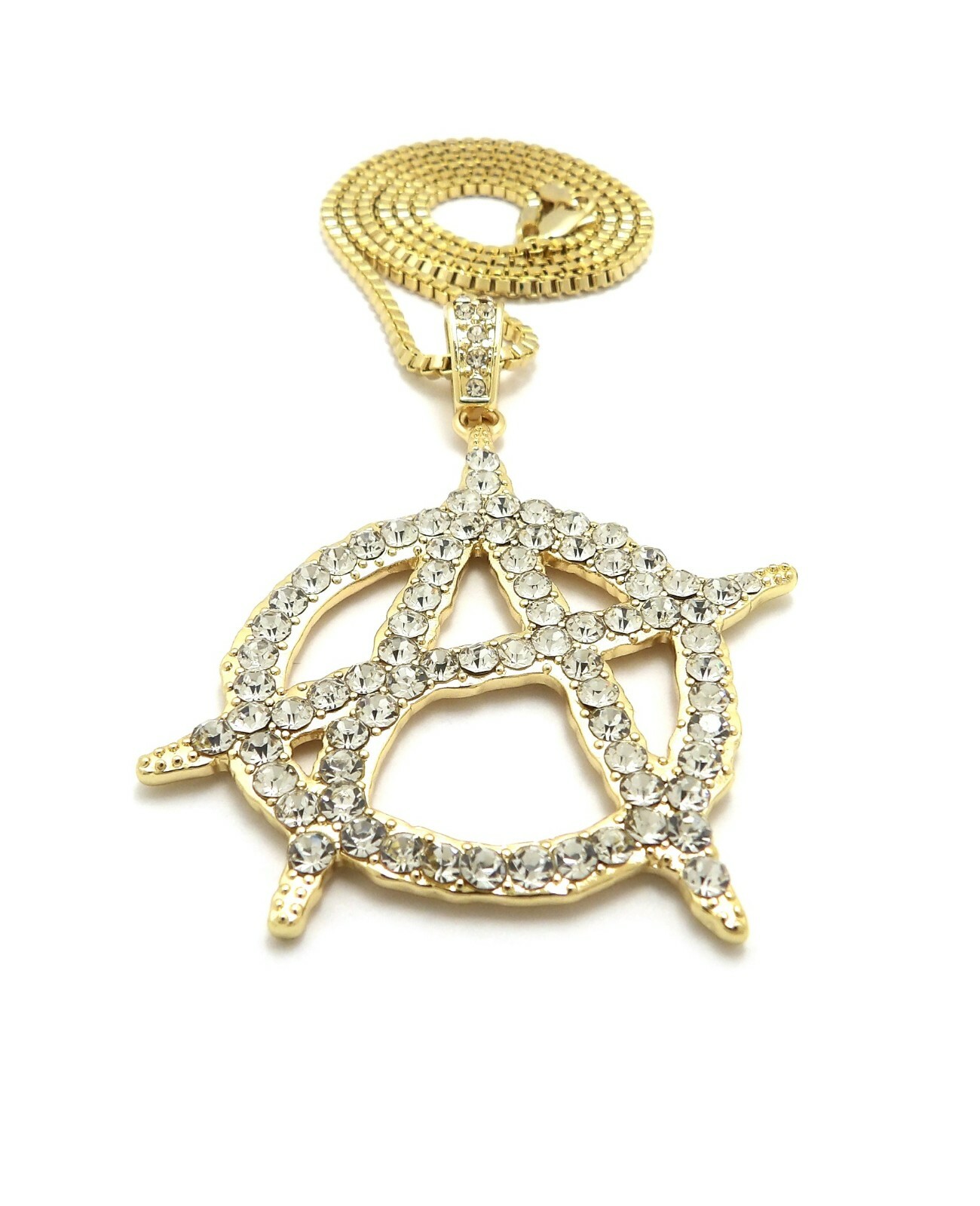 Iced Rapper Bling Anarchy Pendant & 24" Box, Cuban, Rope Chain Hip Hop ...
