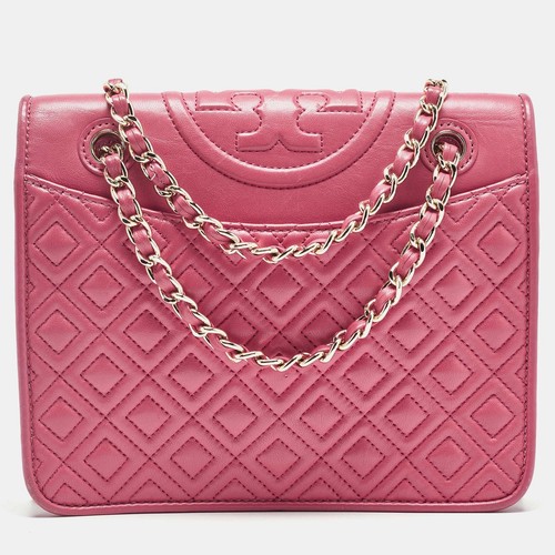 Tory Burch Pink Leather Small Fleming Shoulder Bag | eBay