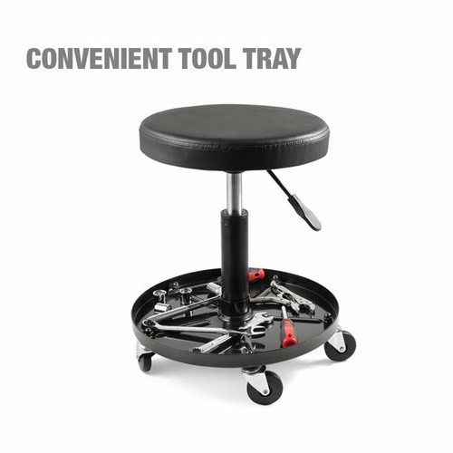 Adjustable Mechanics Rolling Creeper Seat Stool Chair Tool Tray for ...