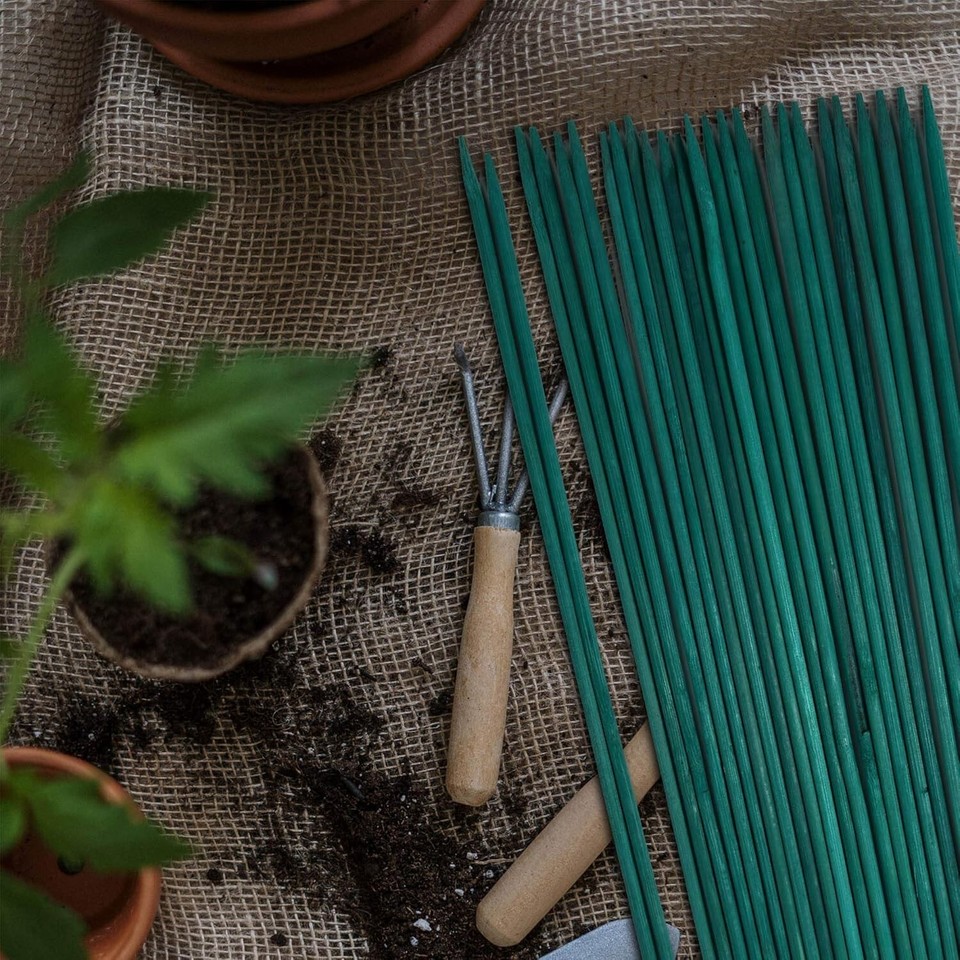 18” Wood Plant Stakes Garden Tomato Sticks & Supports for Potted Plants ...