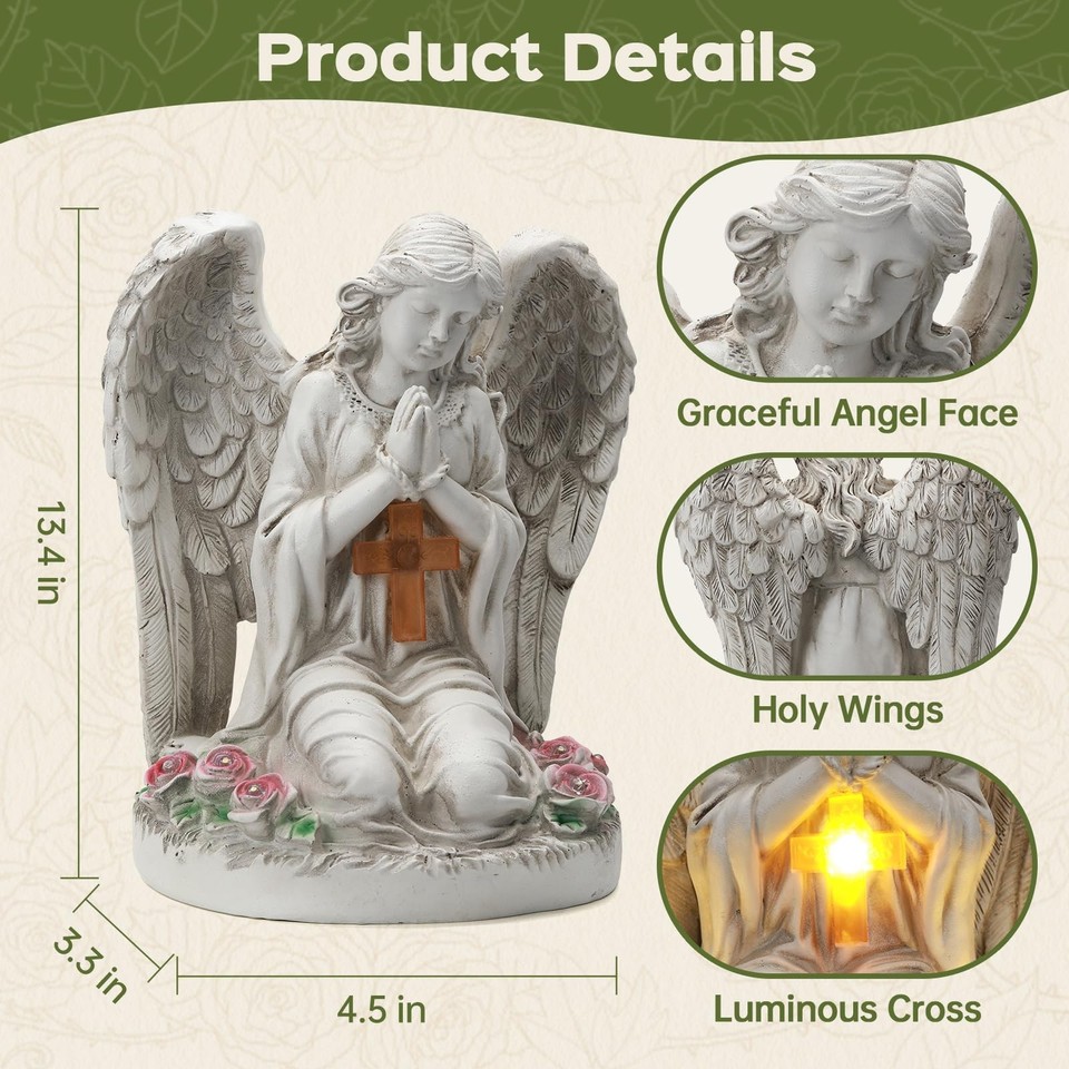 Elegant Solar-Powered Angel Garden Statue for Outdoor and Cemetery ...