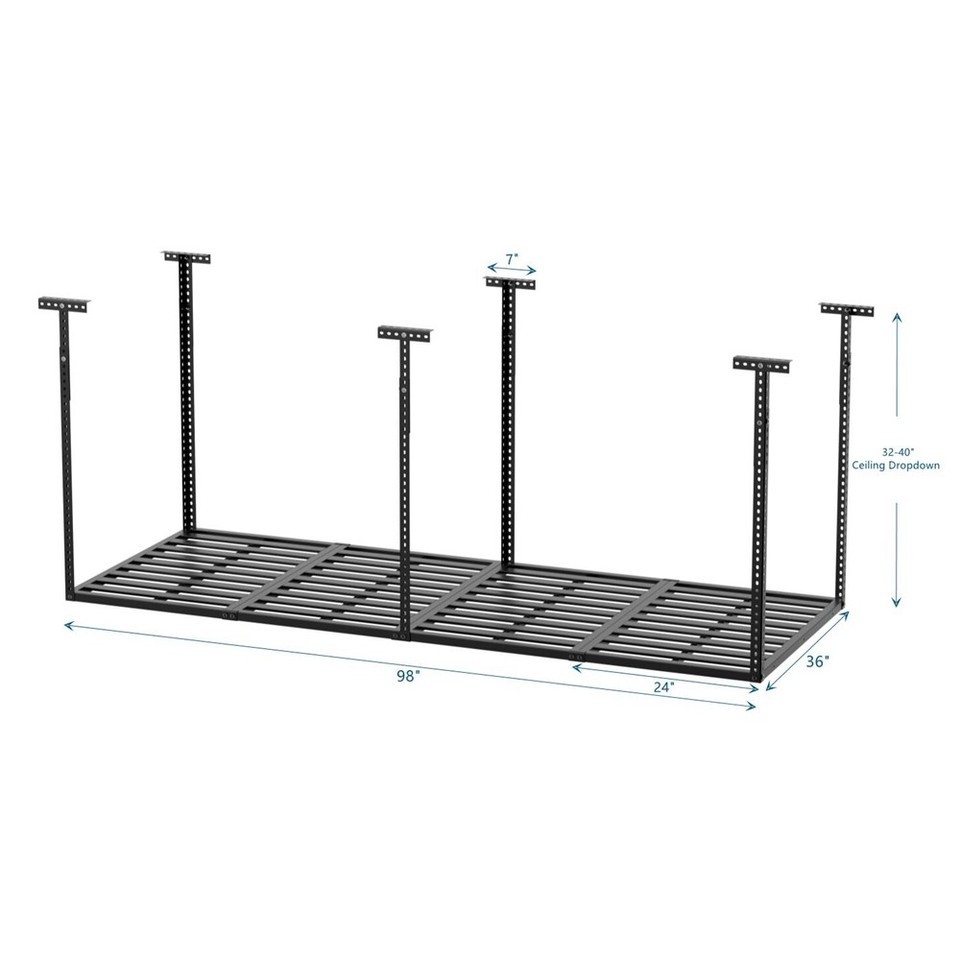 3ft x 8ft Overhead Adjustable Heavy Duty Metal Garage Ceiling Storage ...