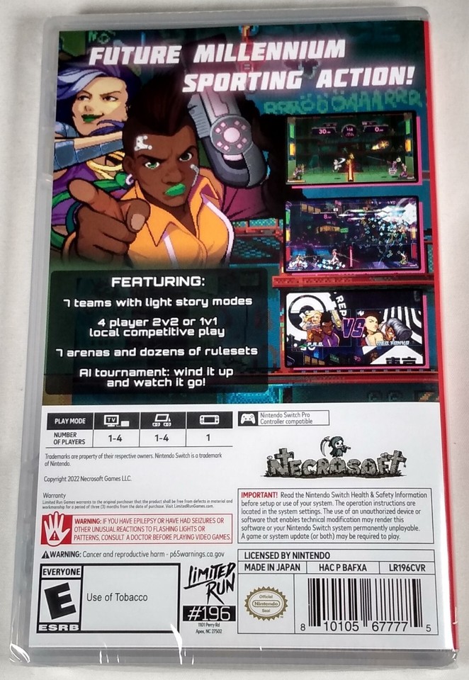 HYPER GUNSPORT New NINTENDO SWITCH Game ESRB Release Limited Run #196 ...