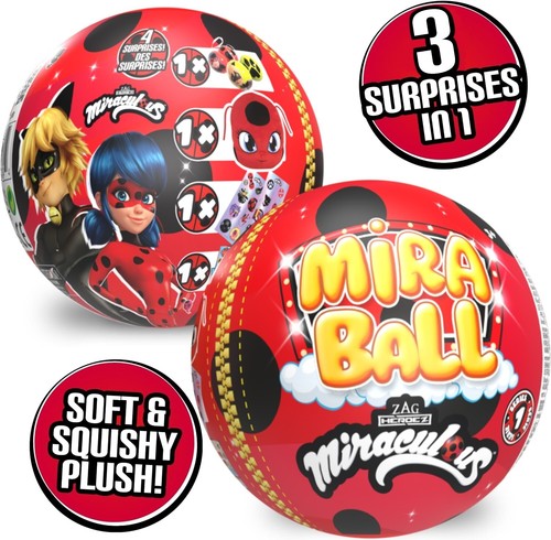 ZAG HEROEZ MIRACULOUS LADYBUG MIRA BALL 3 SURPRISES KWAMI SOFT PLUSH ...