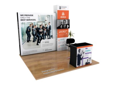 Trade show display 10ft booth TV supported custom graphics exhibit ...