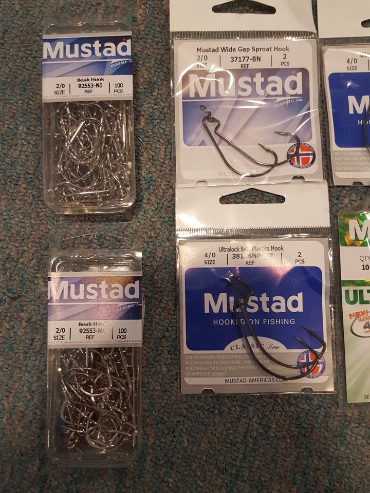 Lot Of 9 Packs Mustad Fishing Hooks - Assorted Sizes | eBay