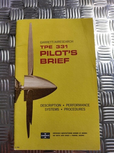 GARRETT AIRESEARCH TPE 331 ENGINE MANUAL 1960's TECHNICAL PILOT'S ...