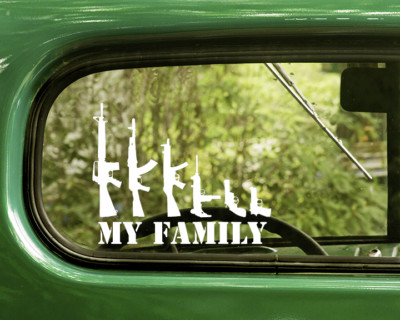2 MY GUN FAMILY DECALs Assault Rifle handgun Sticker For Car Window ...