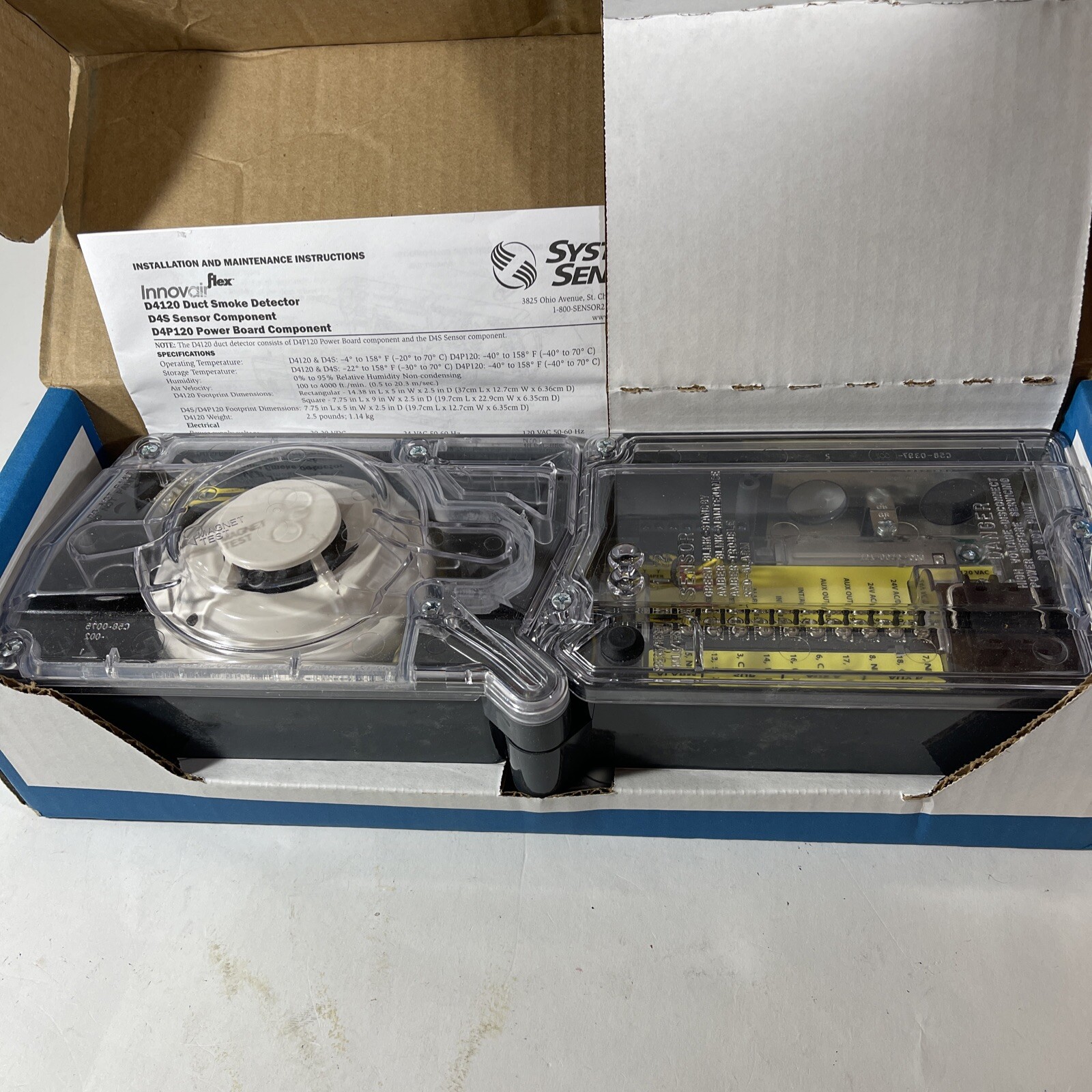System Sensor D4120 4 Wire Photoelectric Duct Smoke Detector New in Box ...