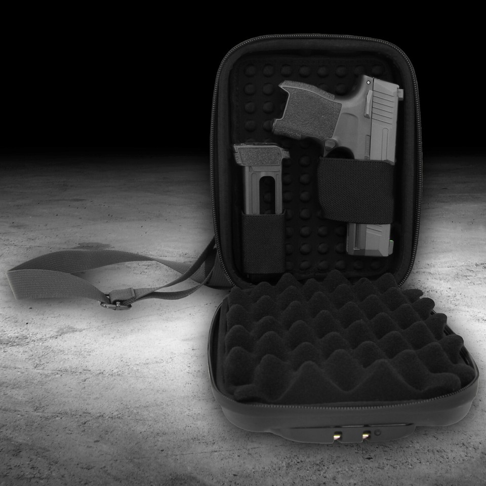 CM Locking Gun Case Fits 9mm Pistols with Extra Mag , Lock Zipper and ...