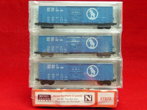 Micro-Trains Great Northern Box Car N Scale 3 Car Set GN Boxcar 27072 ...