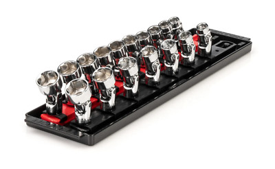 3/8 Inch Drive 6-Point Universal Joint Socket Set with Rails and Tray ...