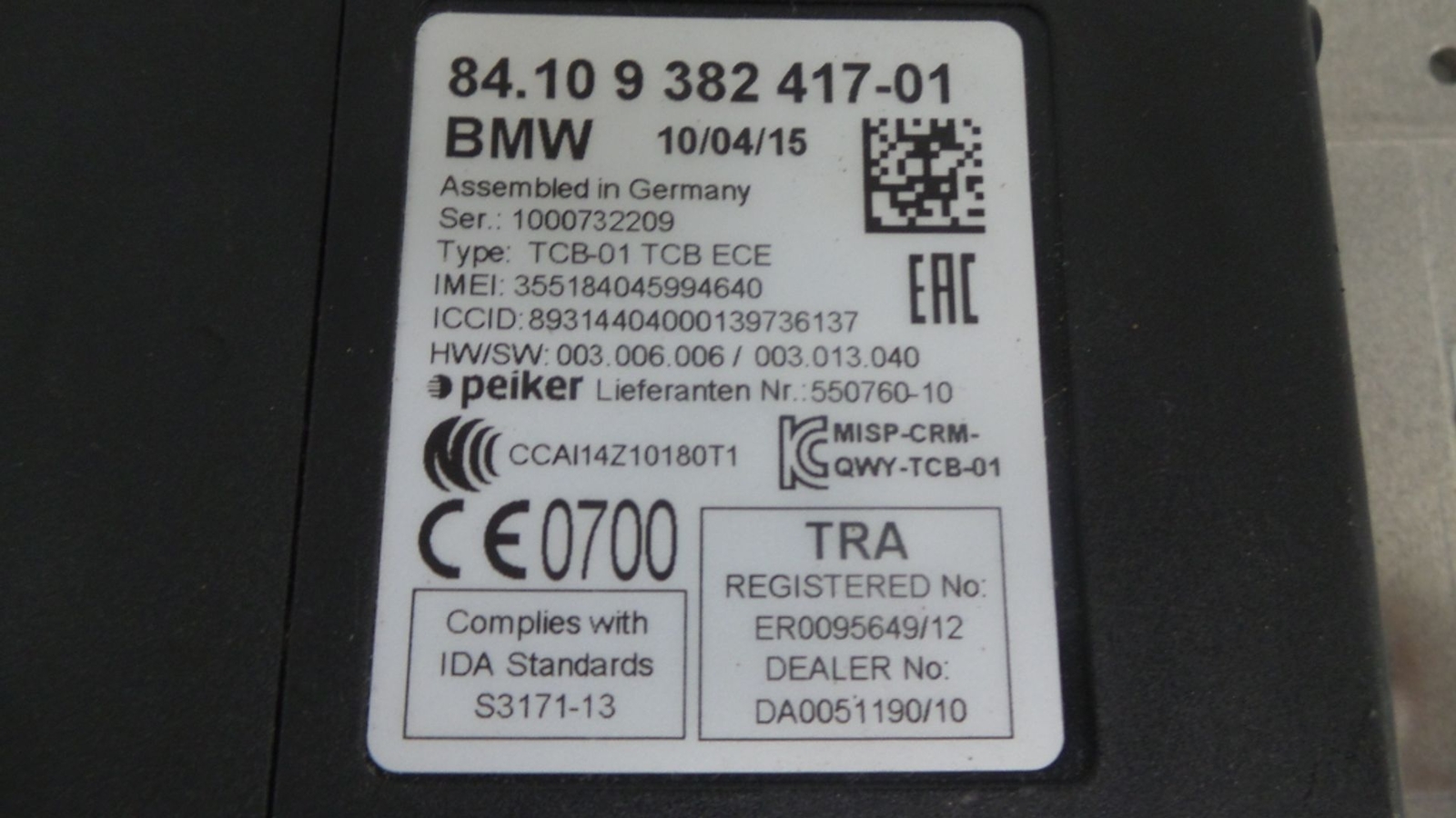 STEUERGERÄT VERSCHEIDENES 84109382417/84109322954/84109362848/9362848 ...