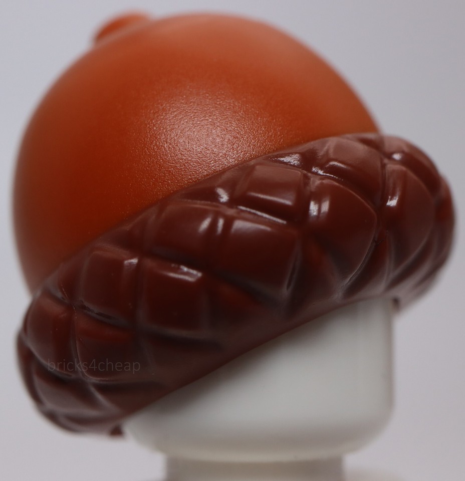 Lego Dark Orange Minifig Headgear Hat Acorn with Reddish Brown Cupule ...