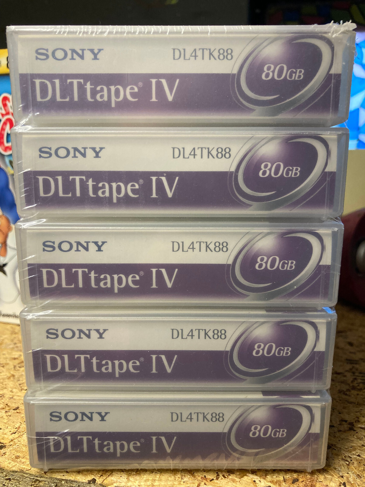 New Sony DL4TK88 5 Pack Of DLT Tape IV 1/2" Data Cartrige Sealed 80GB ...