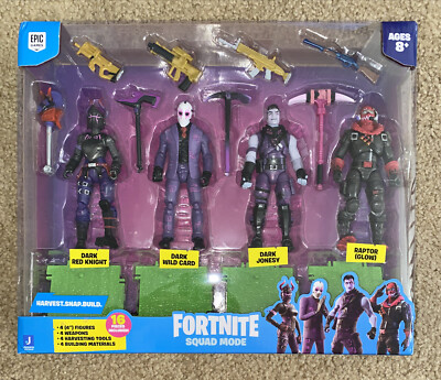 Fortnite Squad Mode "Dark Legends" Action Figure 4-Pack W/ Raptor Glow ...